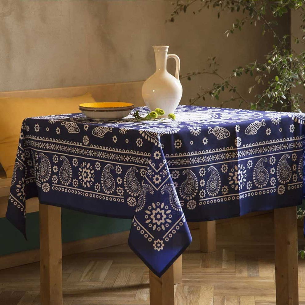 Kala (Blue) - Georgian Traditional Blue Tablecloth – BlueTabla